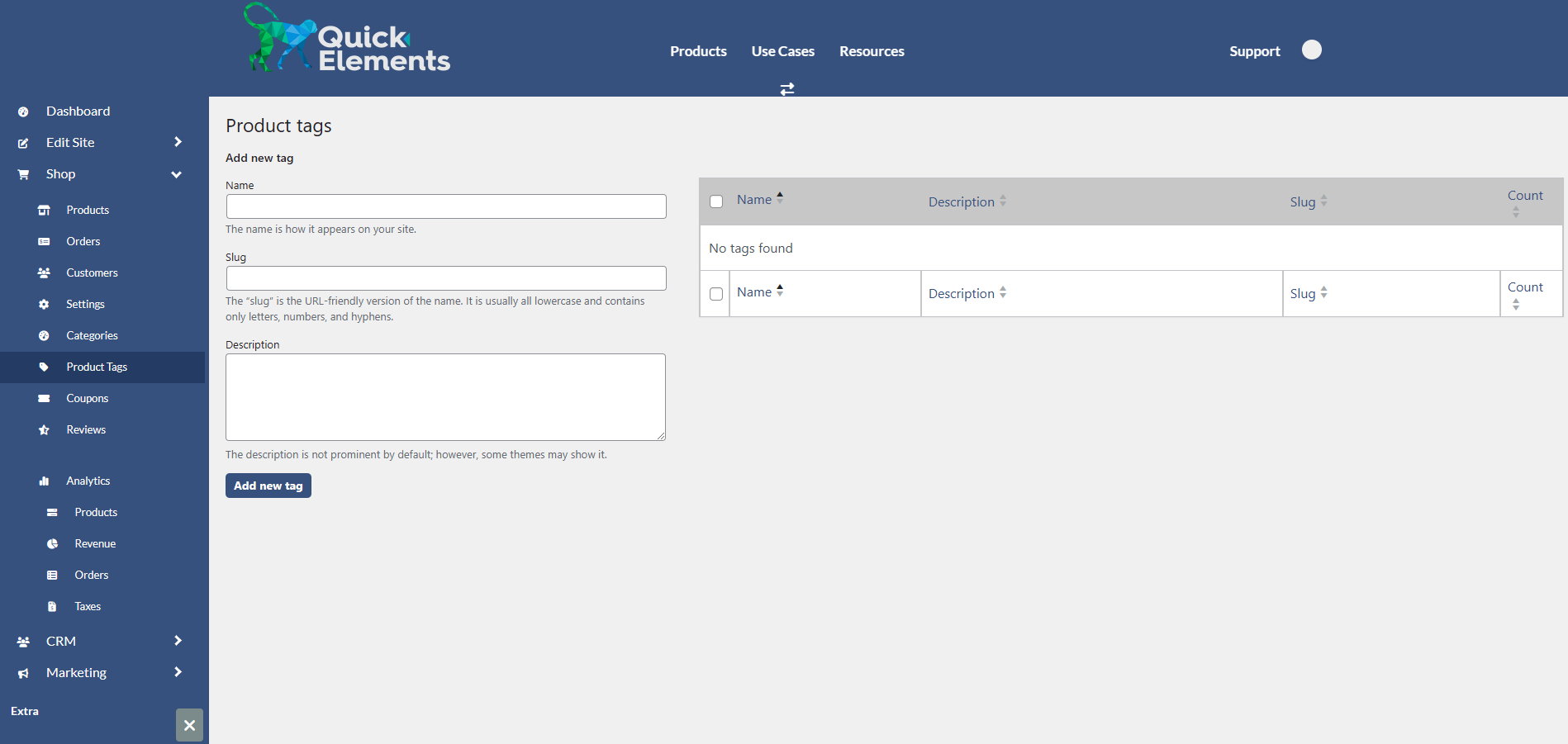 How to Create Product Categories and Tags in Quick Elements - Quick Elements